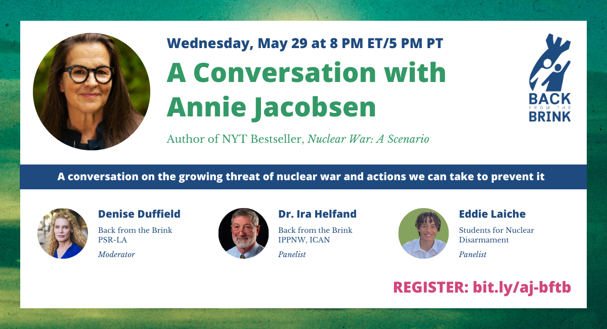 A Conversation with Annie Jacobsen on May 29 - Back from the Brink